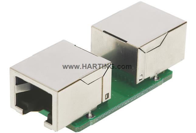 RJI RJ45 coupler PCB 2x RJ45 - 09455451130 - HARTING
