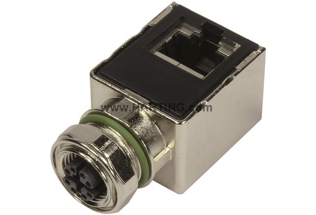 Adapter M12 RJ45 Cat 6a angled | 21033814800 - HARTING