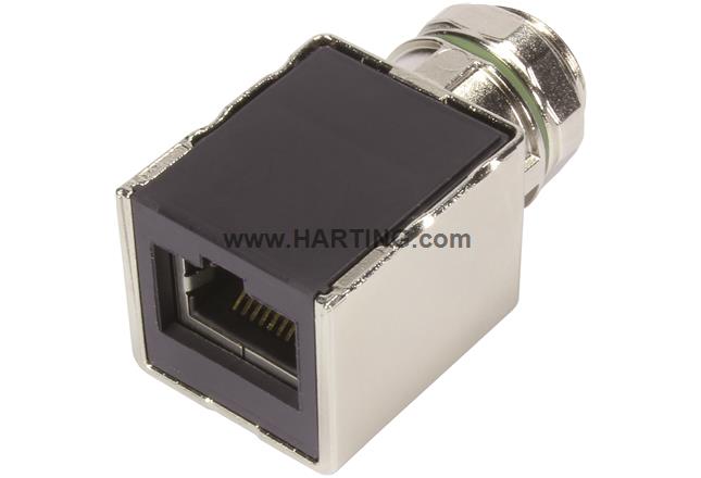 Adapter M12 RJ45 Cat 6a straight | 21033812800 - HARTING