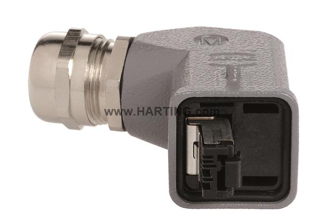 Han3A RJ45 Cat5 plug 4p IDC, angled | HARTING Technology Group