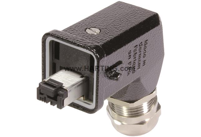 Han3M RJ45 Cat5 plug 4p IDC, angled | HARTING Technology Group