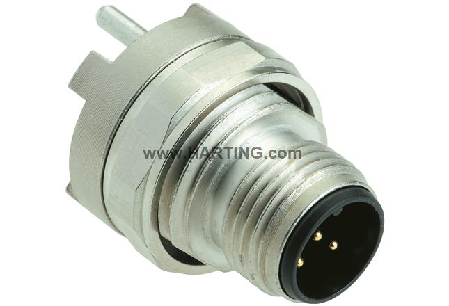 M12 panel feedtrough/PCB straight A-cod. | HARTING Technology Group